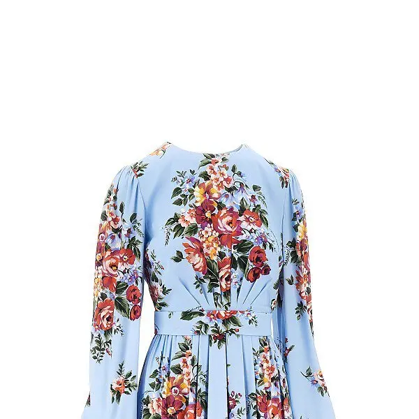 Dolce & Gabbana Flower Bouquet-printed Charmeuse Dress
