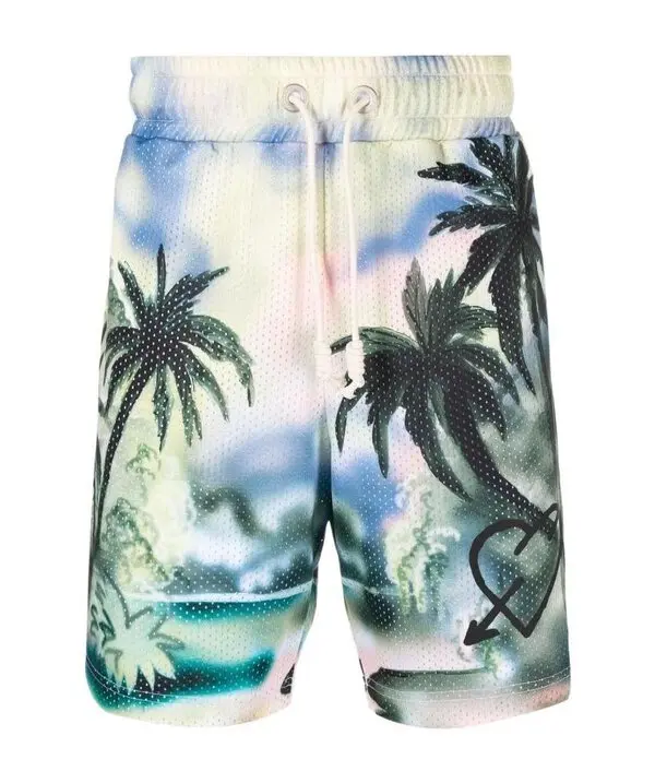 Palm Angels Paradise Printed Net Sports Shorts - Multicolor