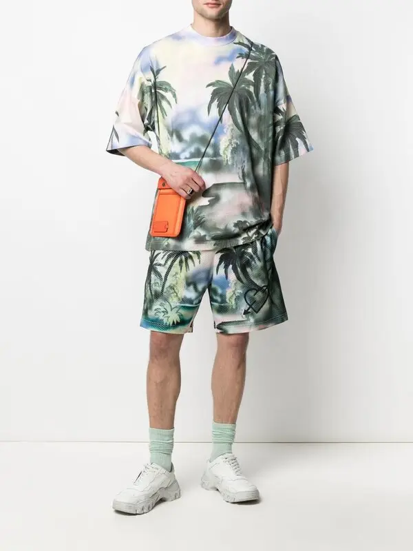 Palm Angels Paradise Printed Net Sports Shorts - Multicolor