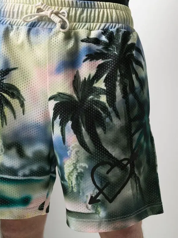Palm Angels Paradise Printed Net Sports Shorts - Multicolor
