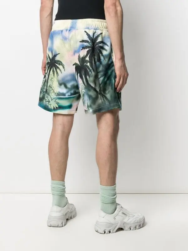 Palm Angels Paradise Printed Net Sports Shorts - Multicolor