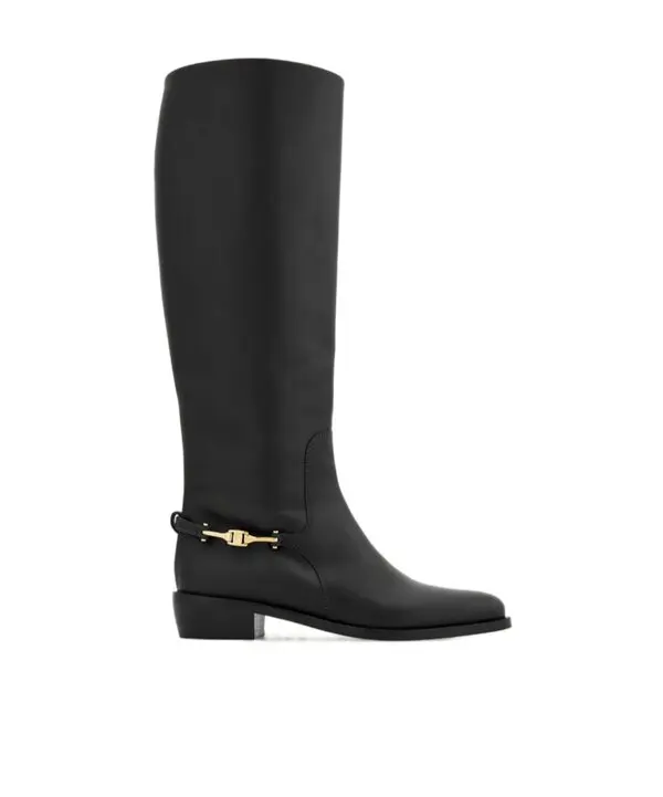 FERRAGAMO Knee High F Buckle Boots