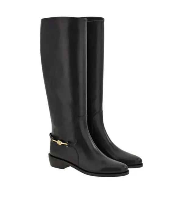 FERRAGAMO Knee High F Buckle Boots