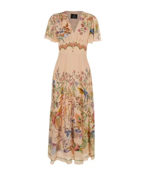 Etro Floral Print V-neck Midi Dress