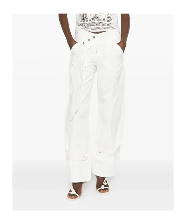 Blumarine Wide Leg Pants With Asymmetrical Waist