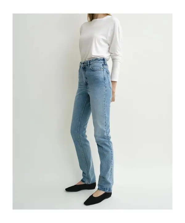 TOTEME Logo-patch High Waist Jeans - Blue