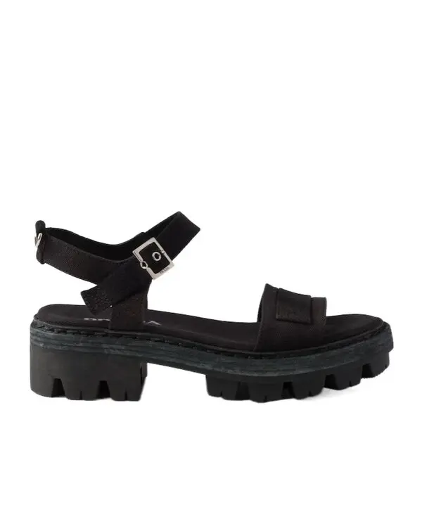 Prada Buckle Strap Platform Heeled Sandals - Black