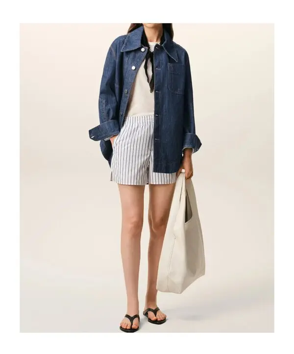 Ami Embossed Worker Overshirt - Blue