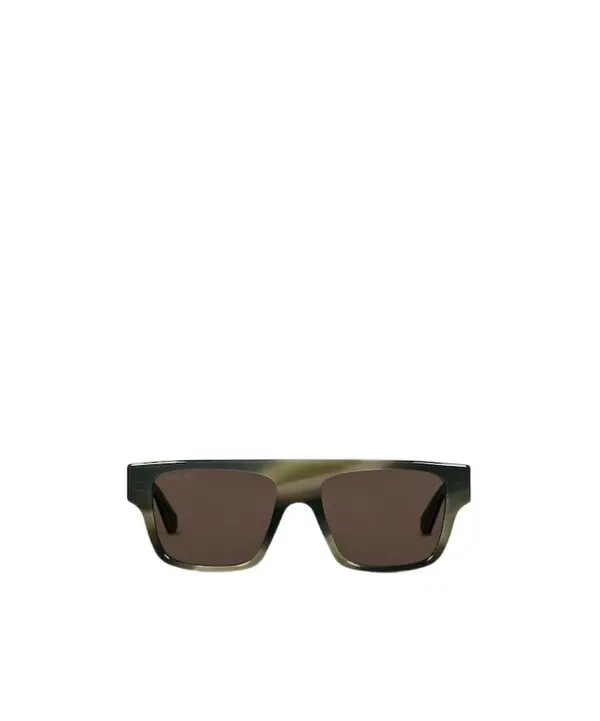 Gucci Rectangular Frame Sunglasses - Green Striped Hawksbill Pattern