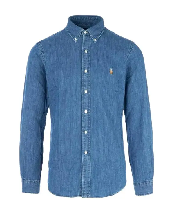 Ralph Lauren Polo Logo Embroidered Denim Shirt