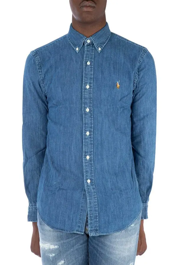Ralph Lauren Polo Logo Embroidered Denim Shirt