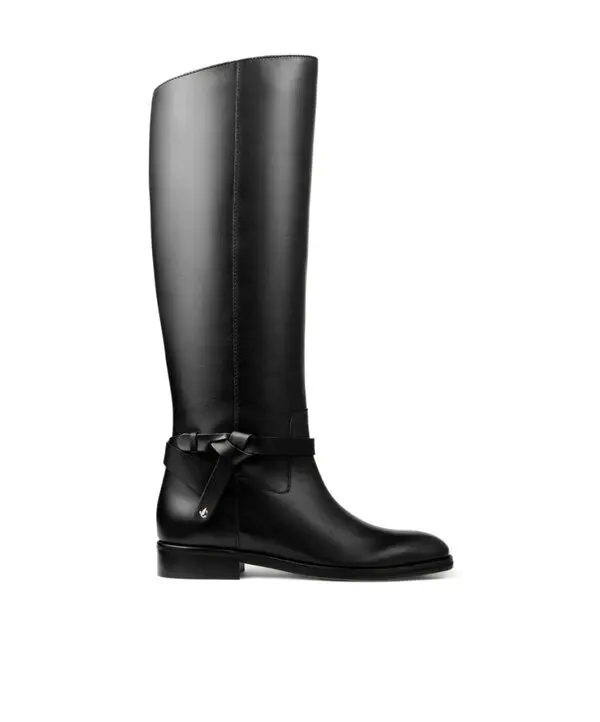 JIMMY CHOO Knee High Boots With Bow Detailing - Black