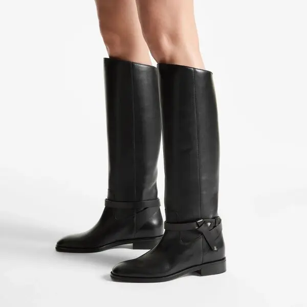 JIMMY CHOO Knee High Boots With Bow Detailing - Black