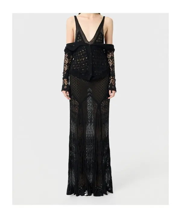 Blumarine Patterned V-neck Maxi Dress