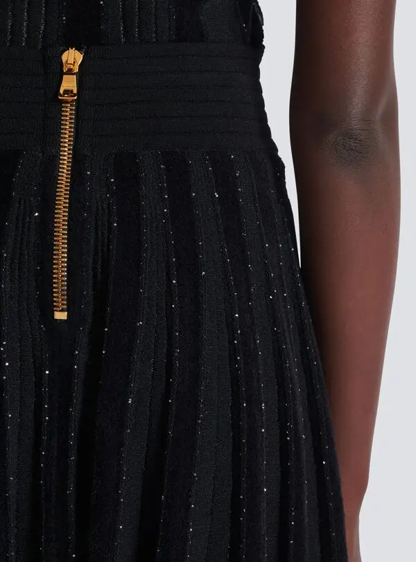 Balmain Shimmering Sequined Flared Skirt