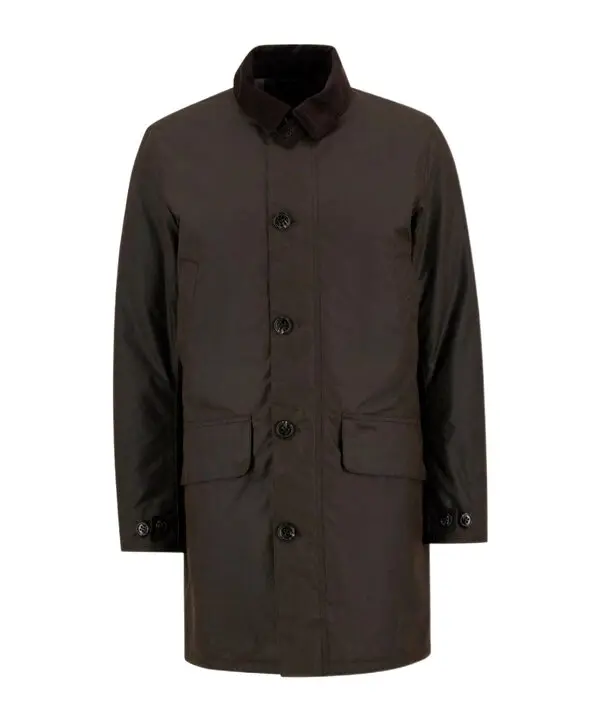 Barbour Cotton Buttoned Coat With Flap Pockets - Black