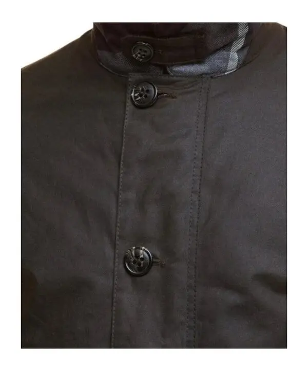 Barbour Cotton Buttoned Coat With Flap Pockets - Black