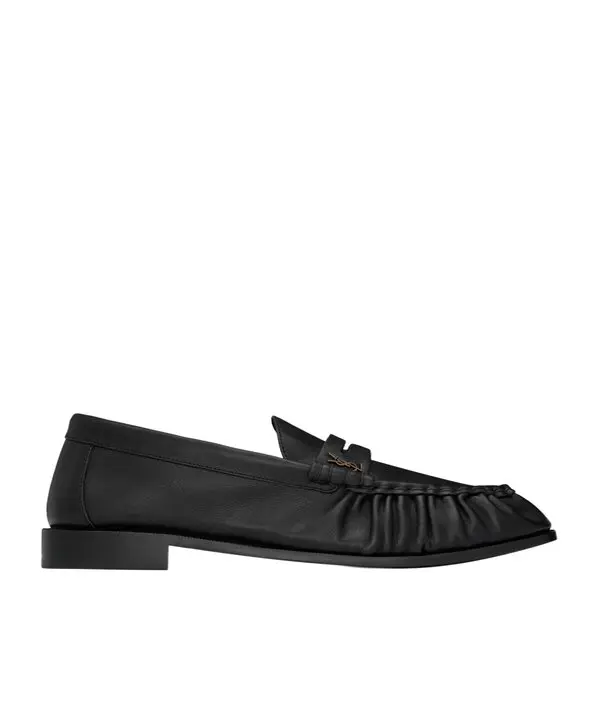 Saint Laurent Le Loafer Logo Plaque Slip-on Loafers - Black