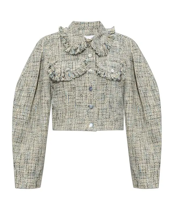 GANNI Raw Edge Tweed Blazer