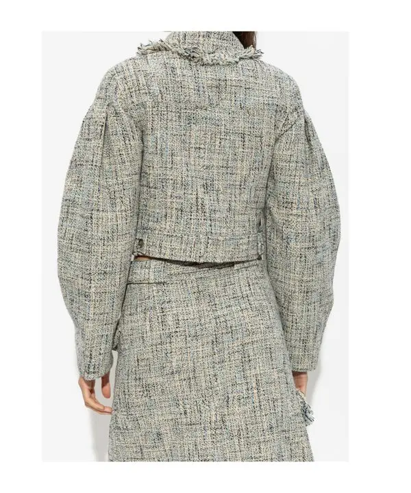 GANNI Raw Edge Tweed Blazer