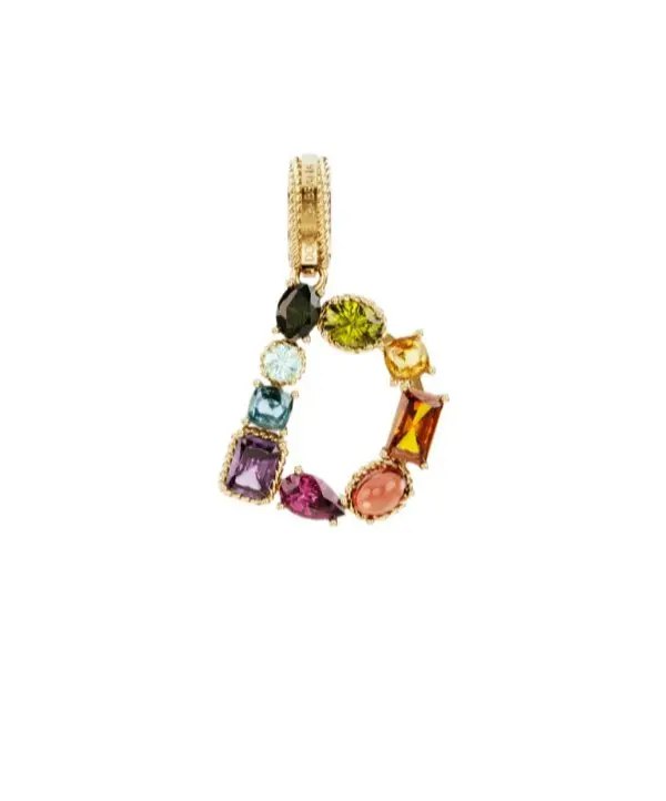 Dolce & Gabbana Rainbow Alphabet D 18kt Yellow Gold Multi-stone Pendant - Multicolor
