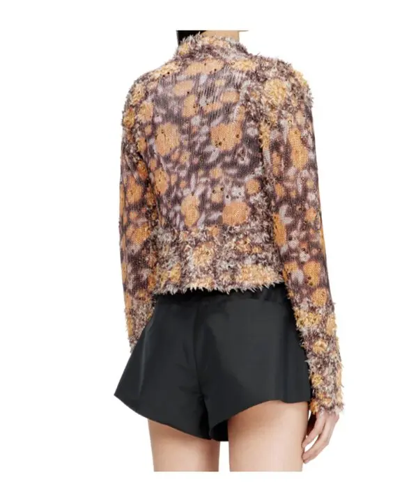 DIESEL® Embellished Crystal Button Knitwear Cropped Long Sleeve