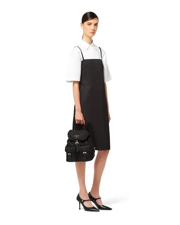 Prada Nylon Backpack With Triangle Logo Plaque - Black