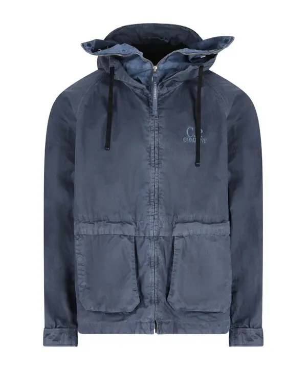 C.P. COMPANY Explorer Hooded Jacket With Embroidered Logo - Blue