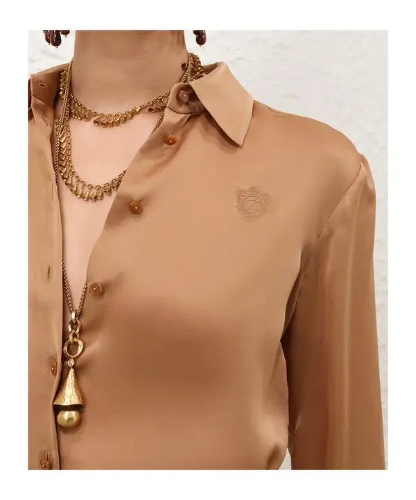 Zimmermann Hypnotic Satin Shirt - Biscuit