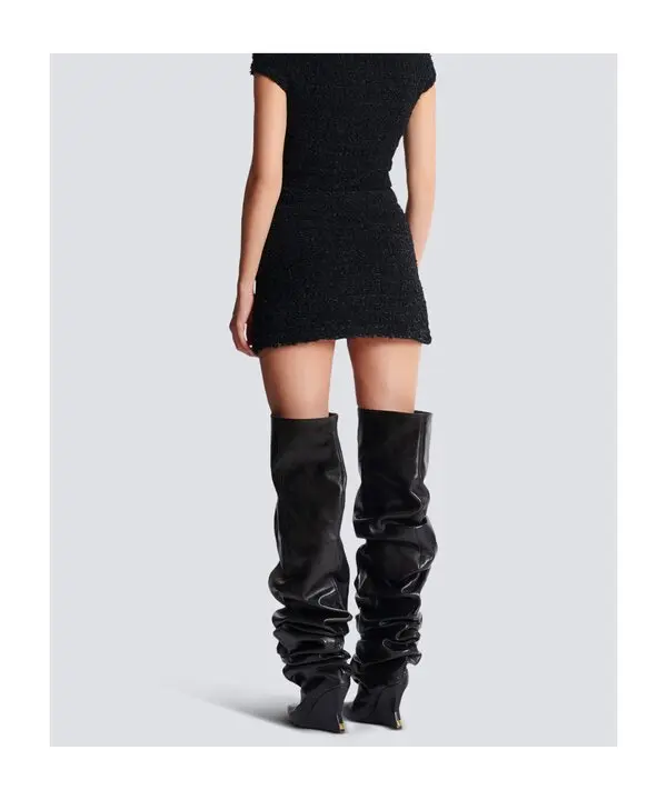 Balmain Short Zipped Tweed Skirt - Black
