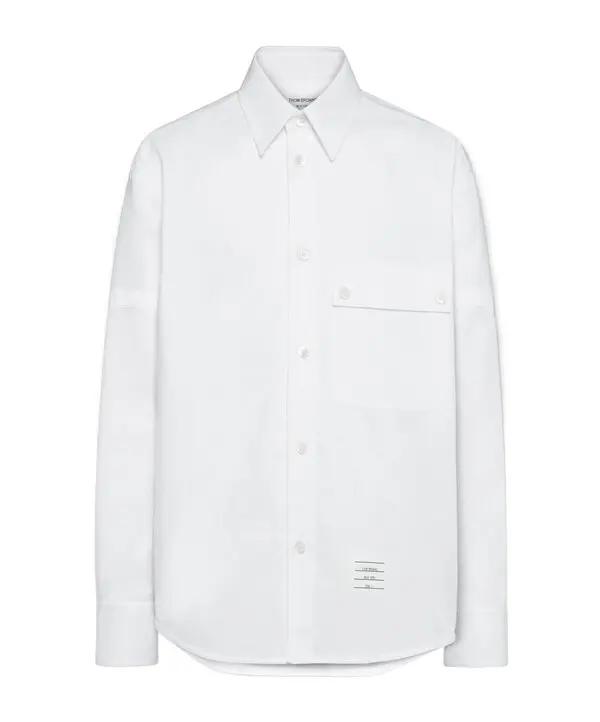 Thom Browne Opique Double Needle Armband Oversized Collar Shirt - White