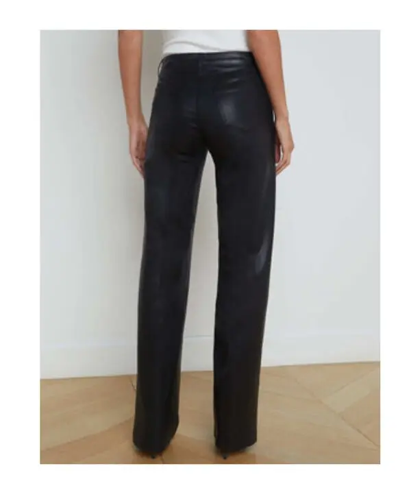 L'Agence Clayton Coated Wide-leg Jeans - Black