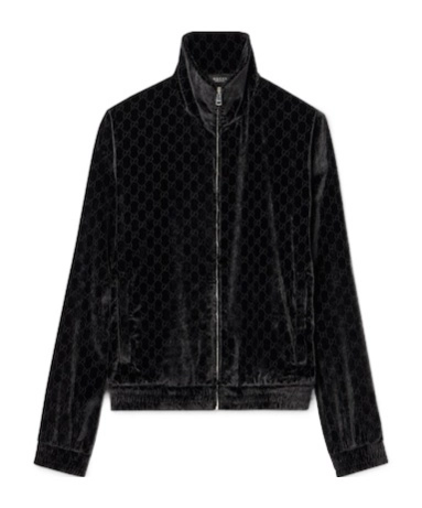 Gucci Gg Velvet Devoré Zipped Jacket - Black