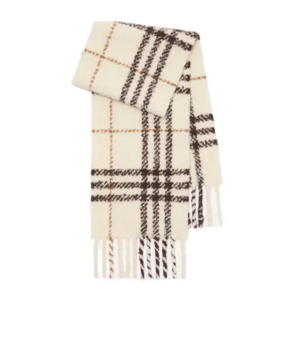 Burberry Check Bouclé Scarf - Pebble White