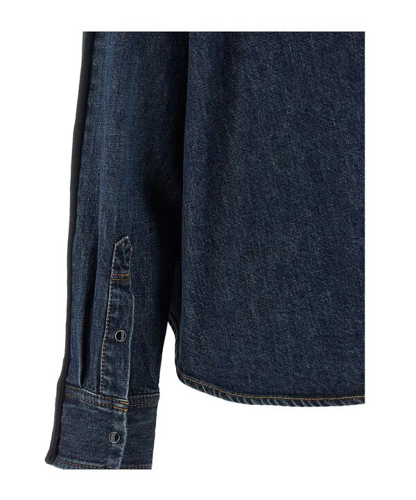 Sacai Denim-panelled V-neck Cardigan