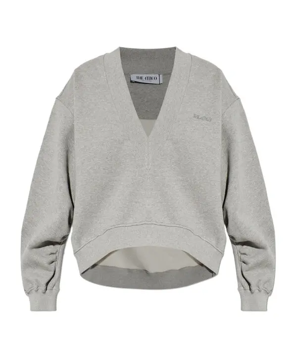 Attico Logo Embroidered V-neck Sweatshirt - Gray