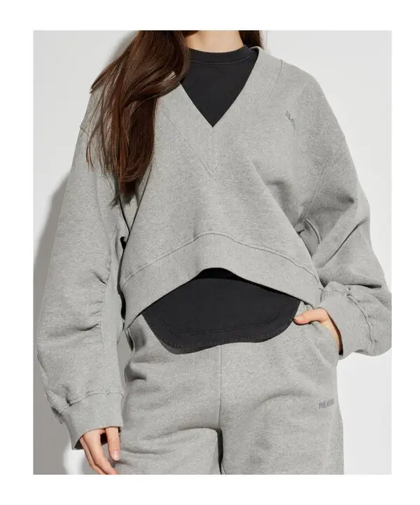 Attico Logo Embroidered V-neck Sweatshirt - Gray
