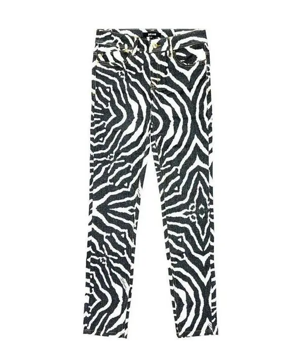 Just Cavalli Zebra Printed Straight Leg Jeans - Black