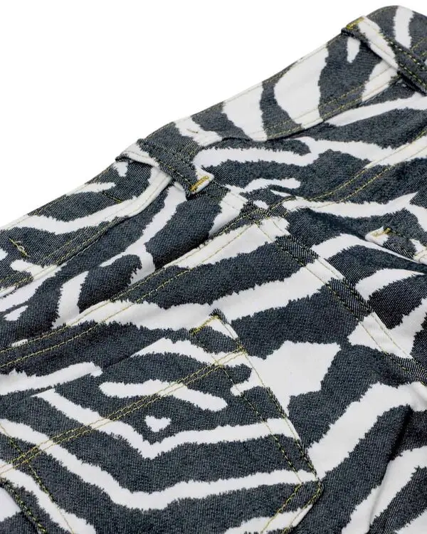 Just Cavalli Zebra Printed Straight Leg Jeans - Black