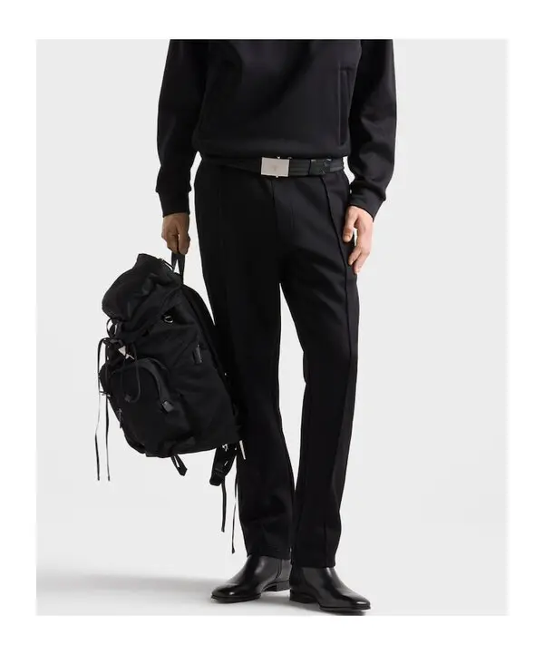 Prada Cotton Fleece Pants With Re-nylon Details - Black