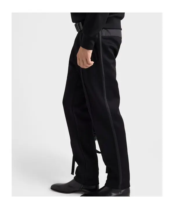 Prada Cotton Fleece Pants With Re-nylon Details - Black