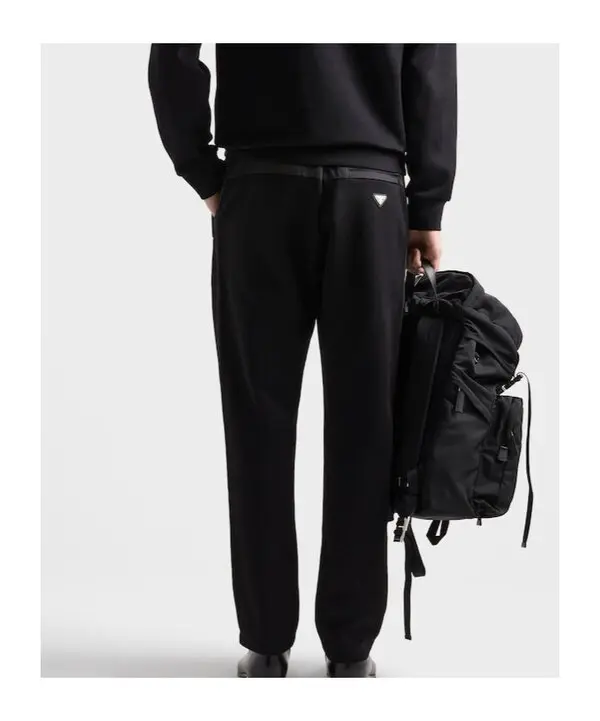 Prada Cotton Fleece Pants With Re-nylon Details - Black