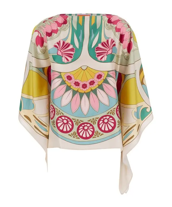 La DoubleJ Printed Silk Top - Nude