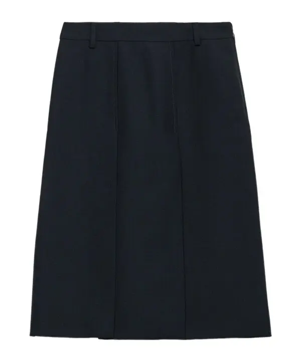 Prada Slit Detailed Midi Skirt - Blue