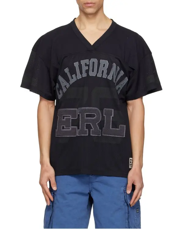 ERL Mesh Logo V-neck Short Sleeve Polo Shirt