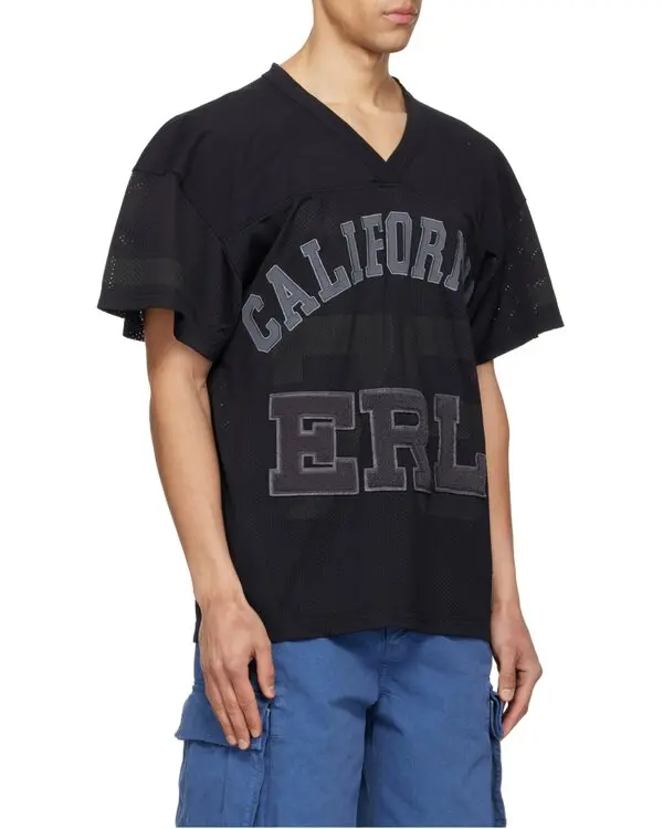 ERL Mesh Logo V-neck Short Sleeve Polo Shirt