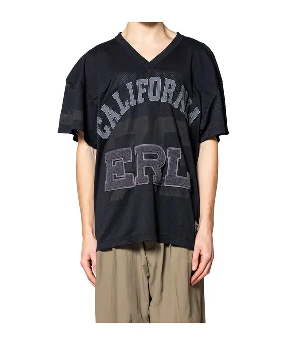 ERL Mesh Logo V-neck Short Sleeve Polo Shirt
