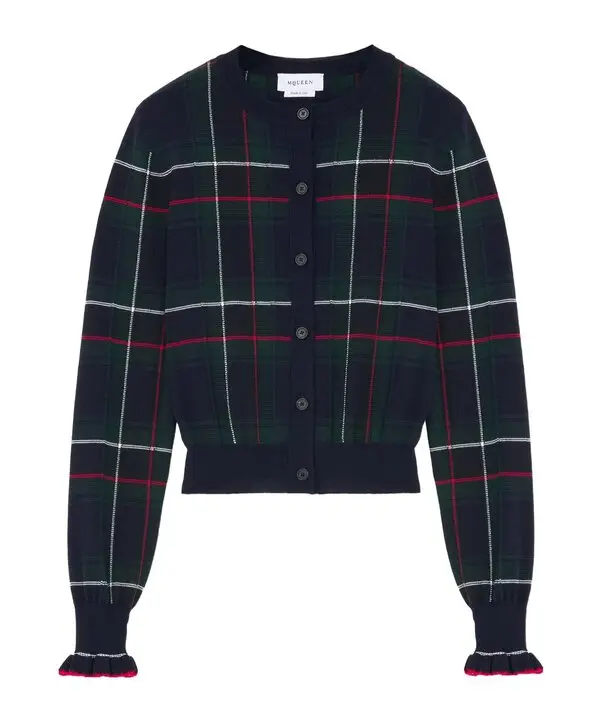 Alexander McQueen Tartan Buttoned Cardigan - Navy/green/red