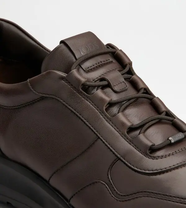 TOD'S Leather Lace-up Sneakers With Rubber Pebble Detail