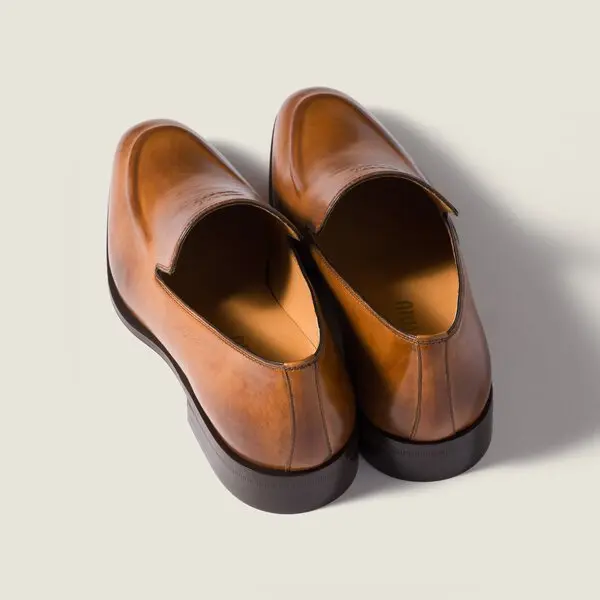 Miu Miu Logo-embossed Leather Loafers - Cognac
